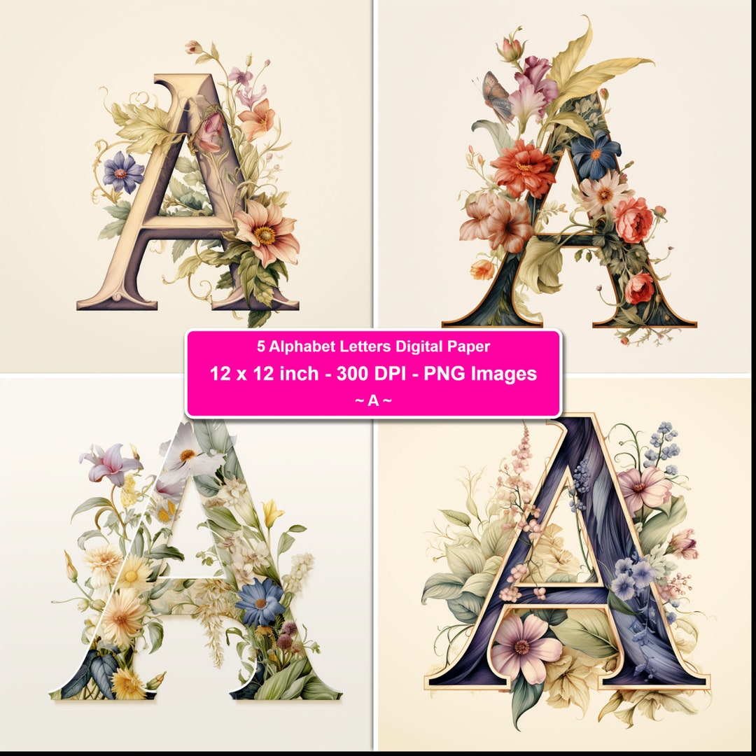 Elegant Floral Alphabet Letter A Design Chic Botanical Initial ...