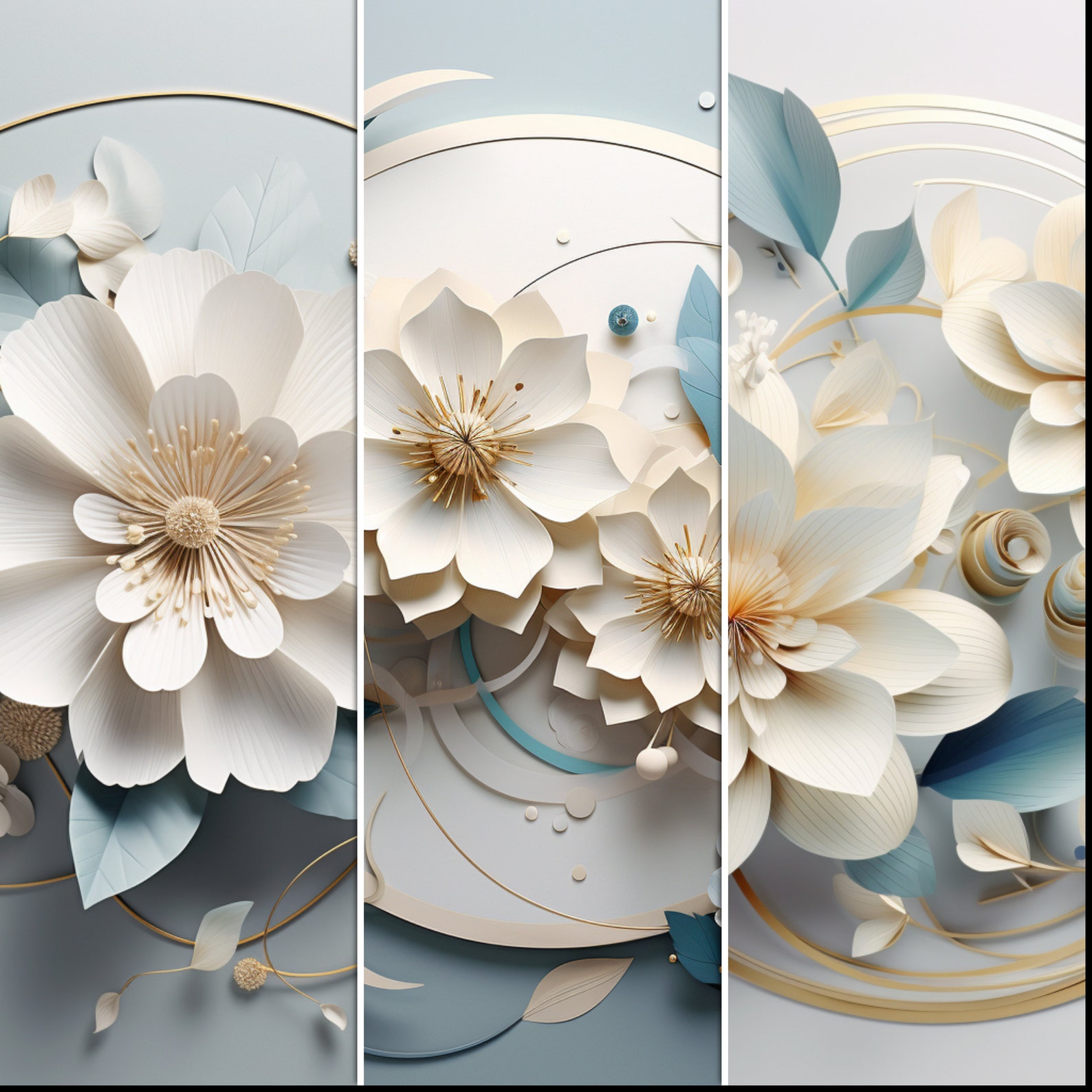 Digital Sale Ephemeral Flower Circles Delicate 3D Botanical Art Unique ...