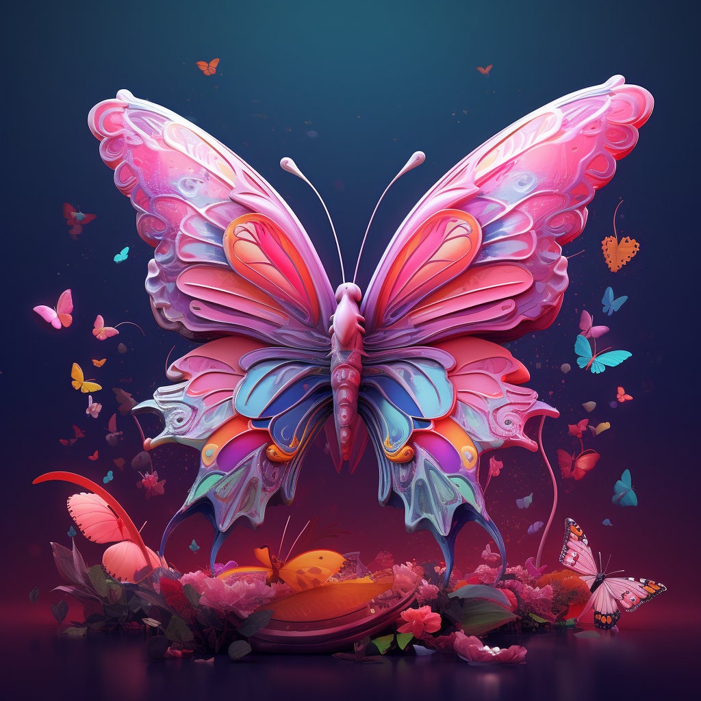 Charming Butterfly Digital Design Vibrant Cute 3D Look for Creative ...