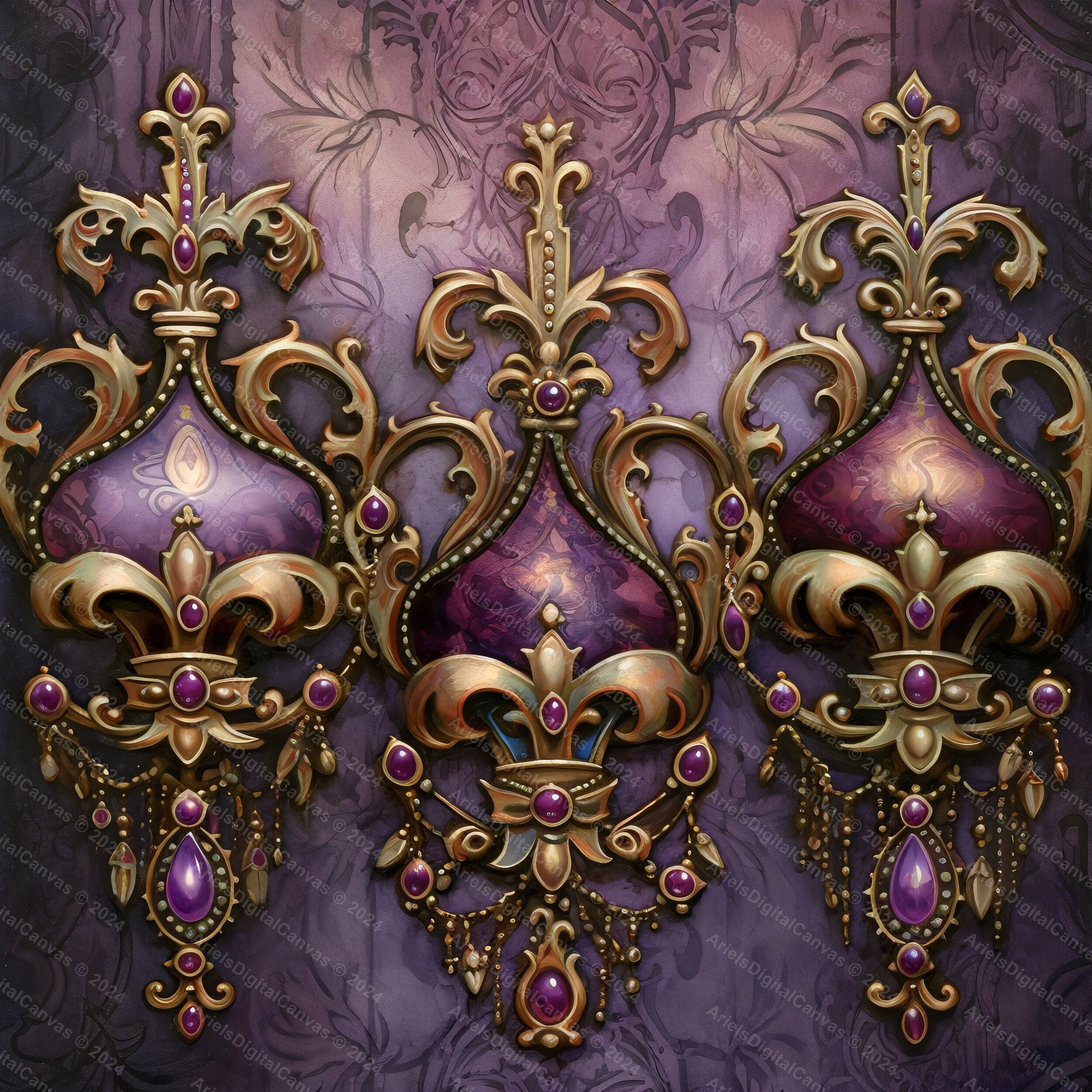 Crown Digital Paper Elegant Ceremonial Crown Digital Paper in Artistic ...