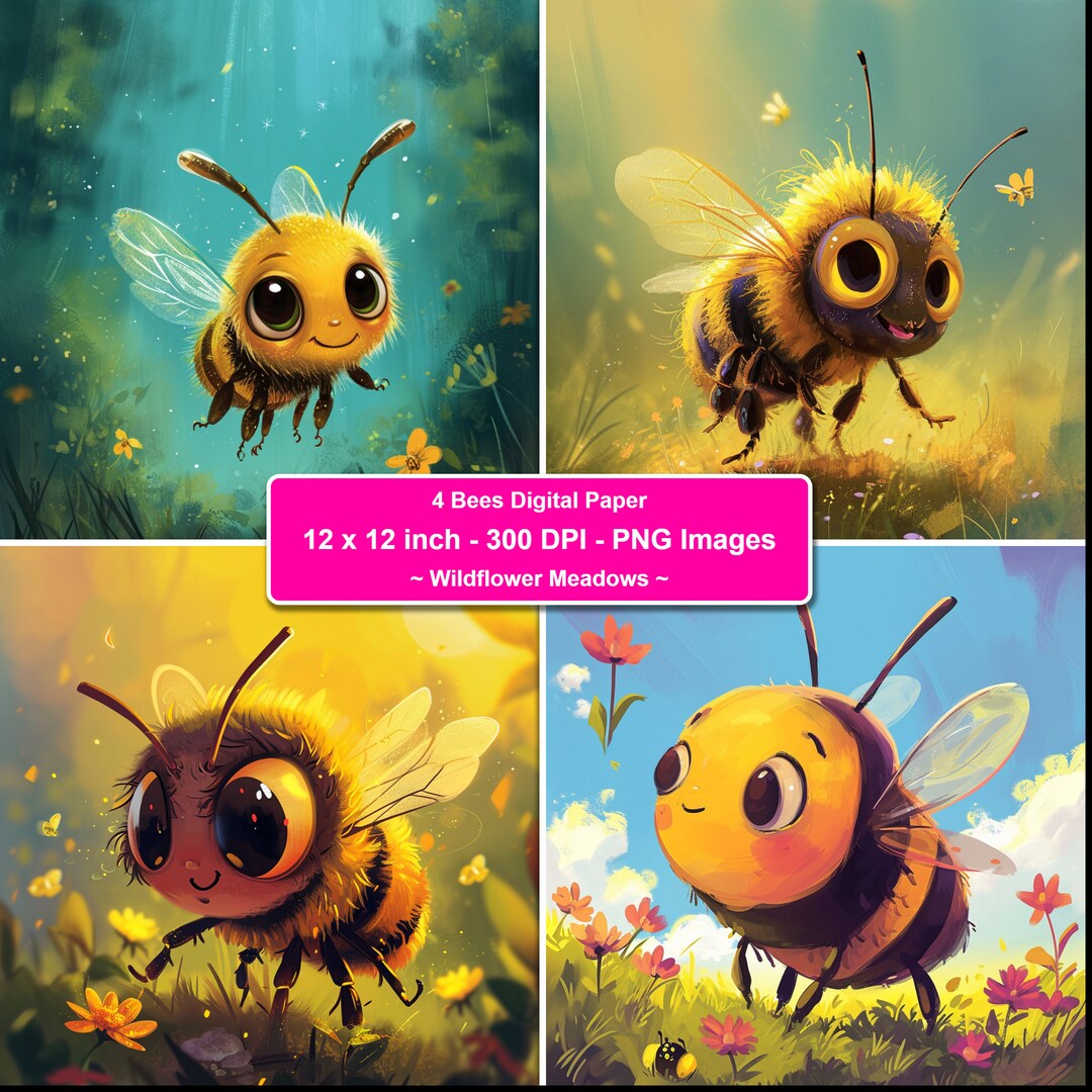 Adorable Bee Design Digital Paper Crafting Scrapbooking Nursery Wall ...