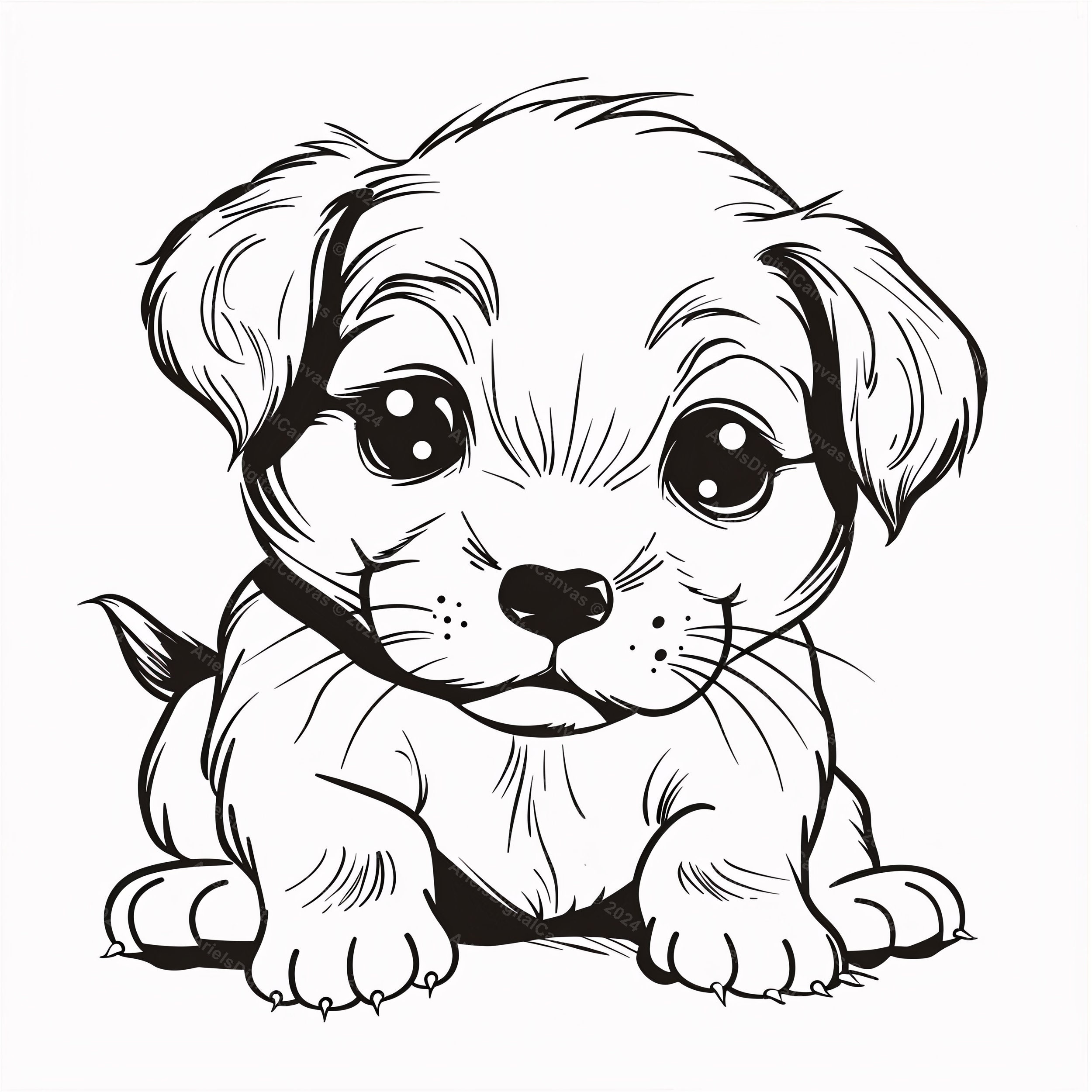 Printable Cute Puppy Coloring Page for Kids - Etsy