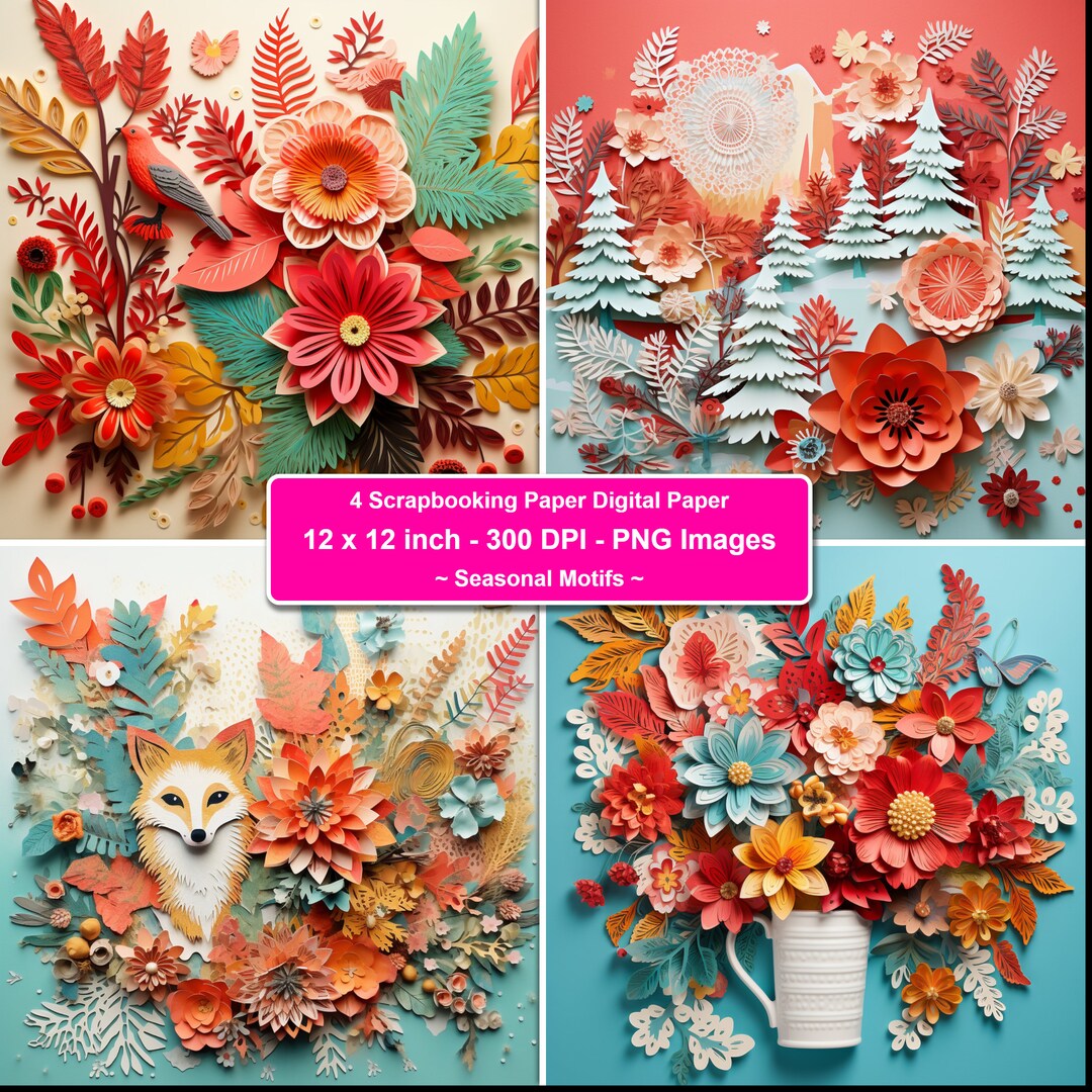Printable Background Digital Paper Charming Seasonal Scrapbook ...
