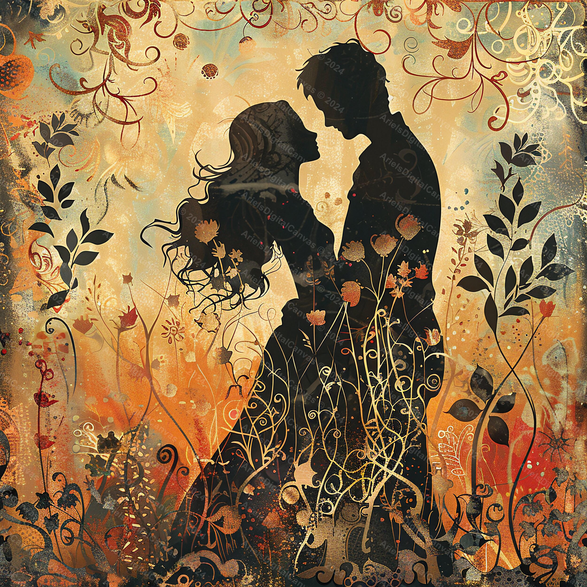 Printable Digital Art Romantic Couple Digital Paper Chic Love-inspired ...