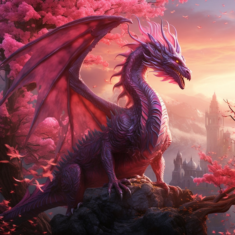 Majestic Pink Dragon Digital Design Enchanting Mythical Creature ...