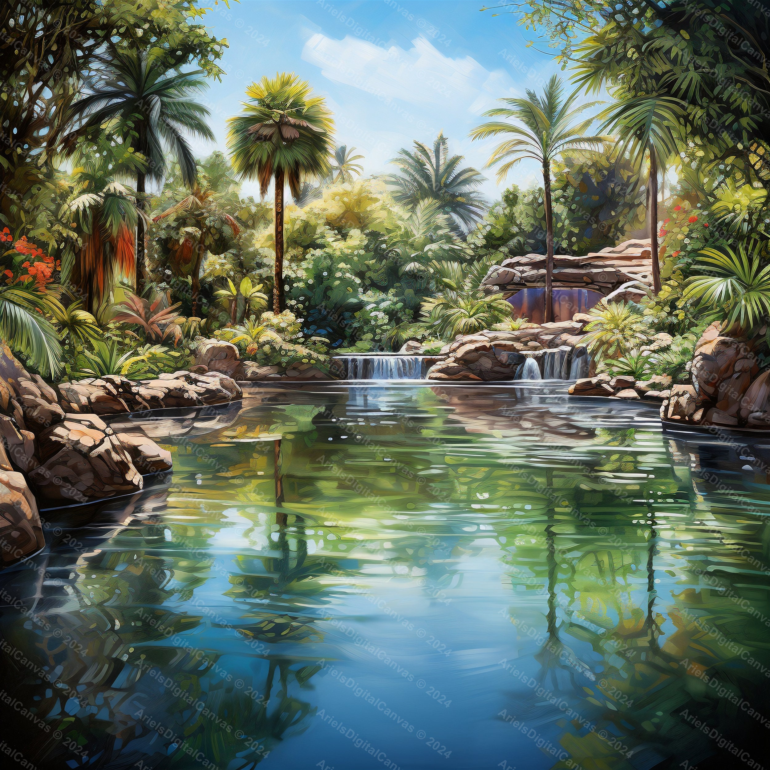 Digital Paper Bundle Enchanting Crystal Pools Digital Design Lush ...