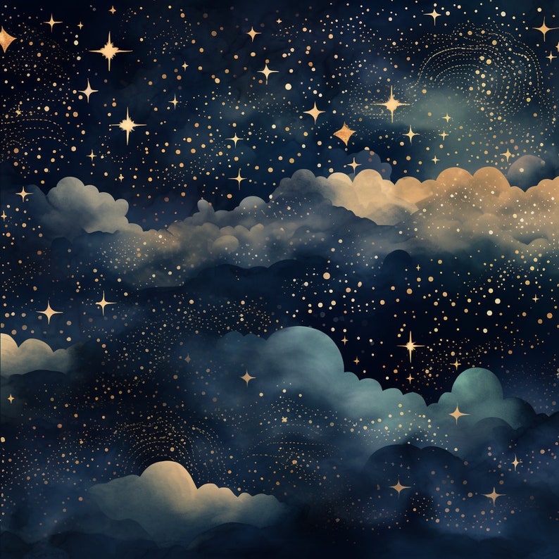 Digital Sale Starry Night Sky Digital Paper Celestial Dreamscape ...