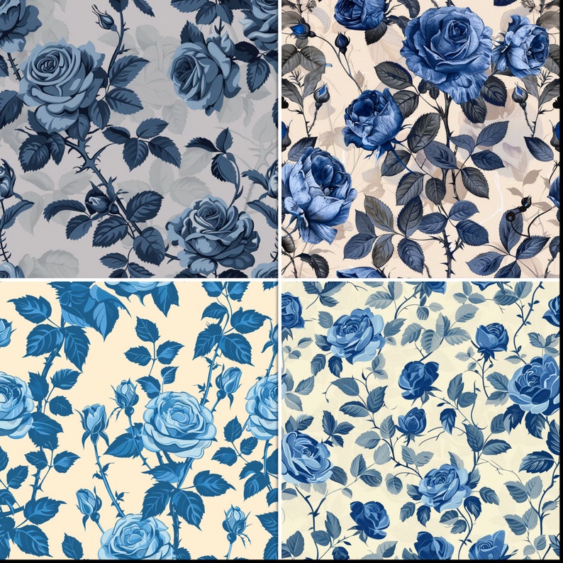 Elegant Blue Rose Pattern Design High Resolution Seamless Wallpaper ...
