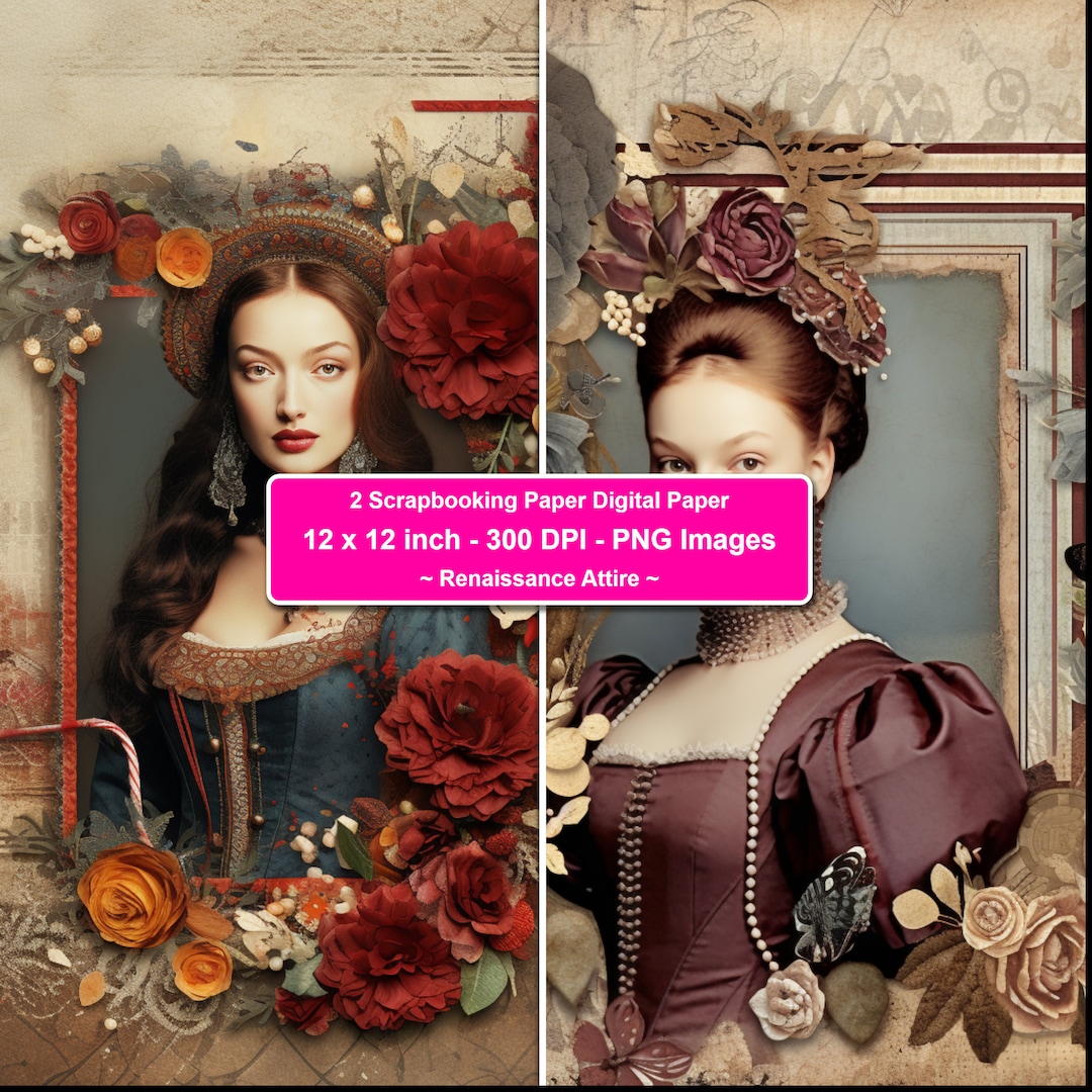 Elegant Renaissance Inspired Digital Paper Perfect for Scrapbooking for ...