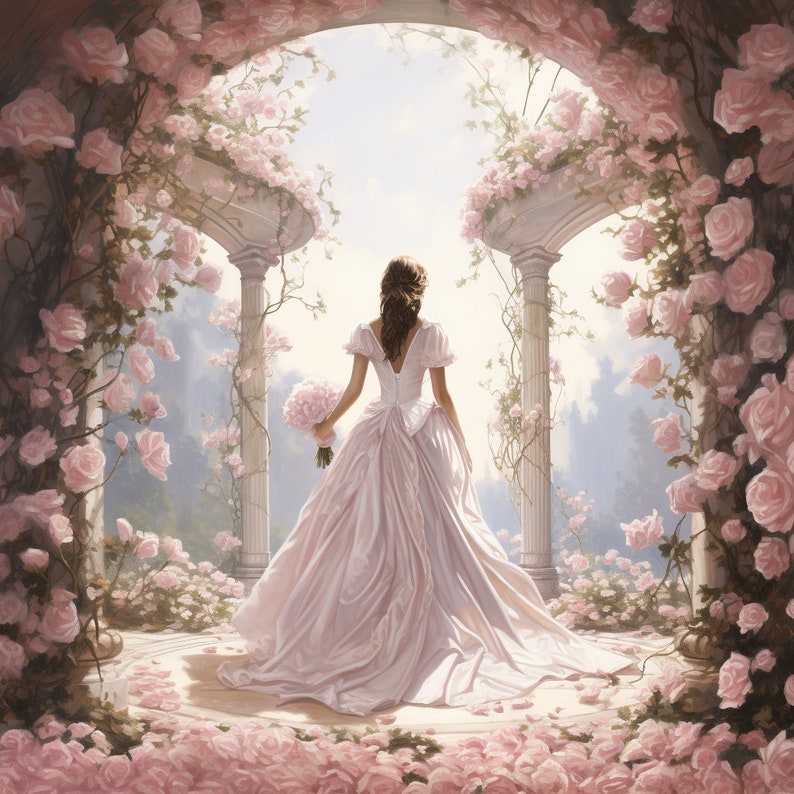 Digital Sale Romantic Rose Bridal Love Digital Paper for Wedding ...