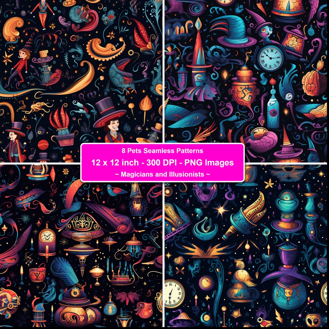 Enchanting Magician Pattern Seamless Design Magical Illusionist Theme ...