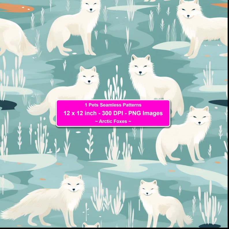 Arctic Fox Seamless Pattern Wallpaper Adorable Wildlife Design for Home ...