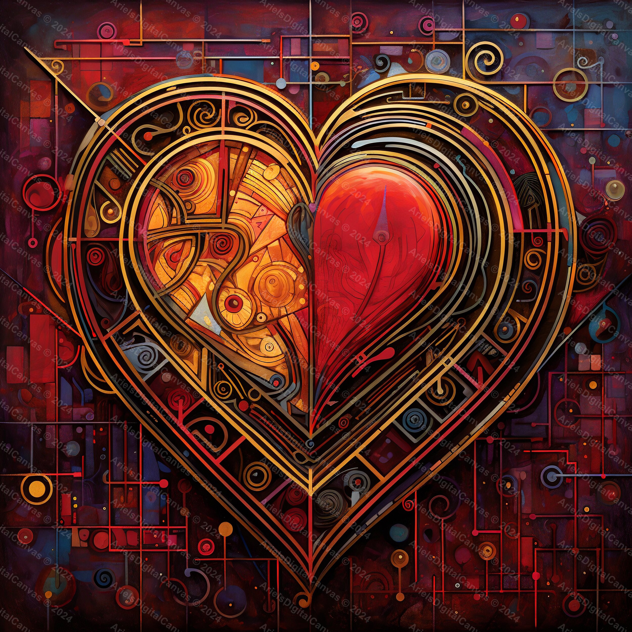 Valentine's Day Love Heart Digital Paper Vibrant Romance Themed Design ...