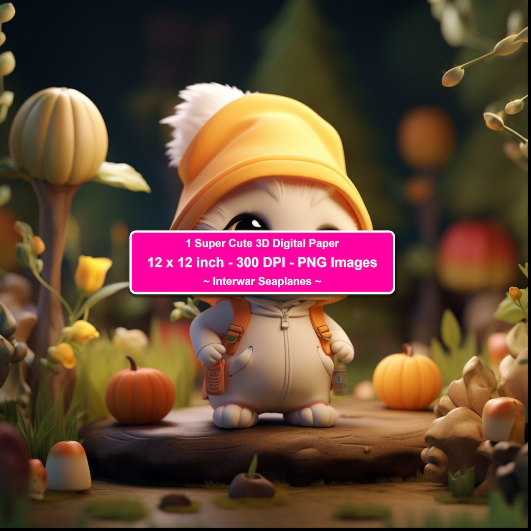 Charming 3D Cute Character Scene Digital Paper for Creative Projects ...