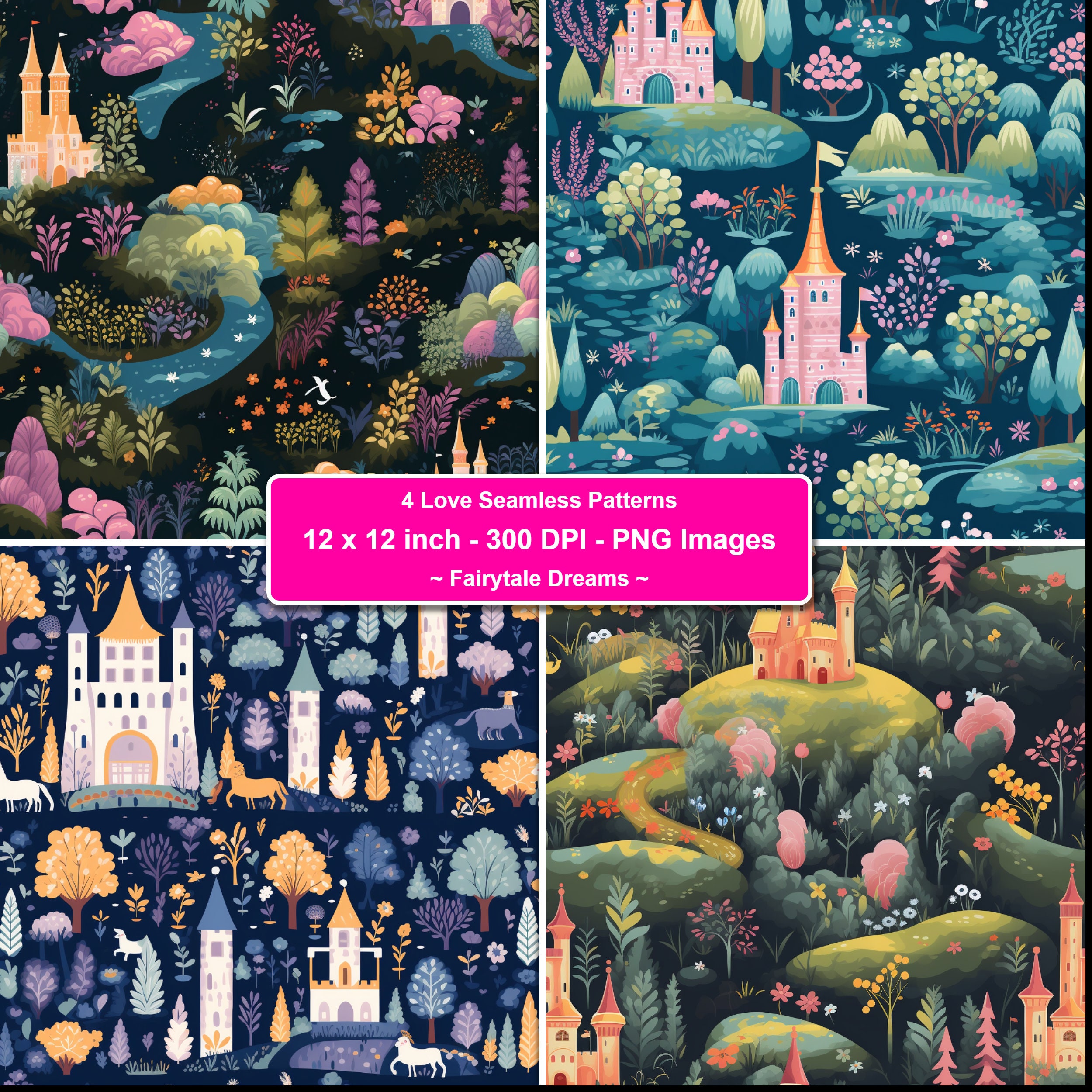 Digital Art, Instant Download, Enchanting Fairytale Dreams Seamless ...