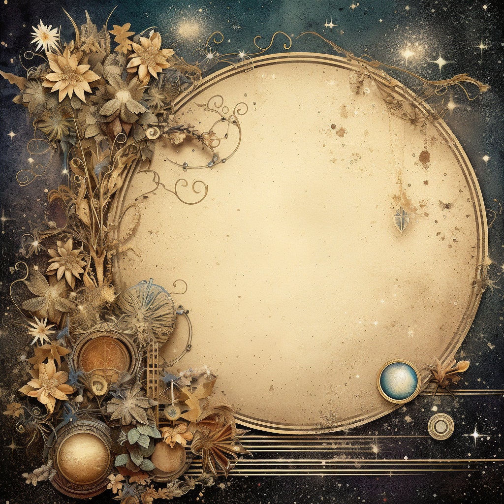 Charming Victorian Scrapbook Digital Paper With Whimsical Space ...