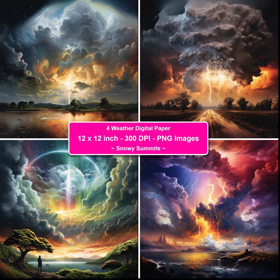 Digital Weather Weather Whimsical Weather Patterns Digital Paper Unique ...