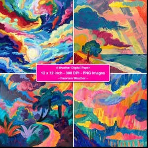 Vibrant Fauvist Weather Digital Paper Perfect for Creative Projects ...