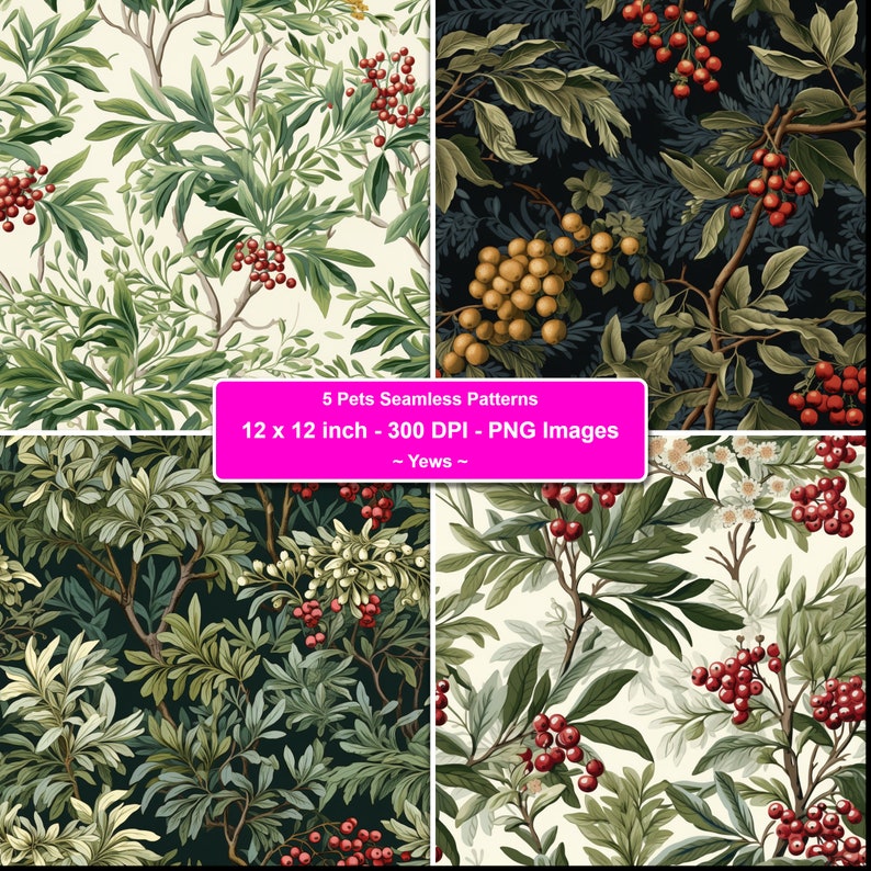 Seamless Yew Tree Pattern Design for Home Decor and Fashion Instant ...