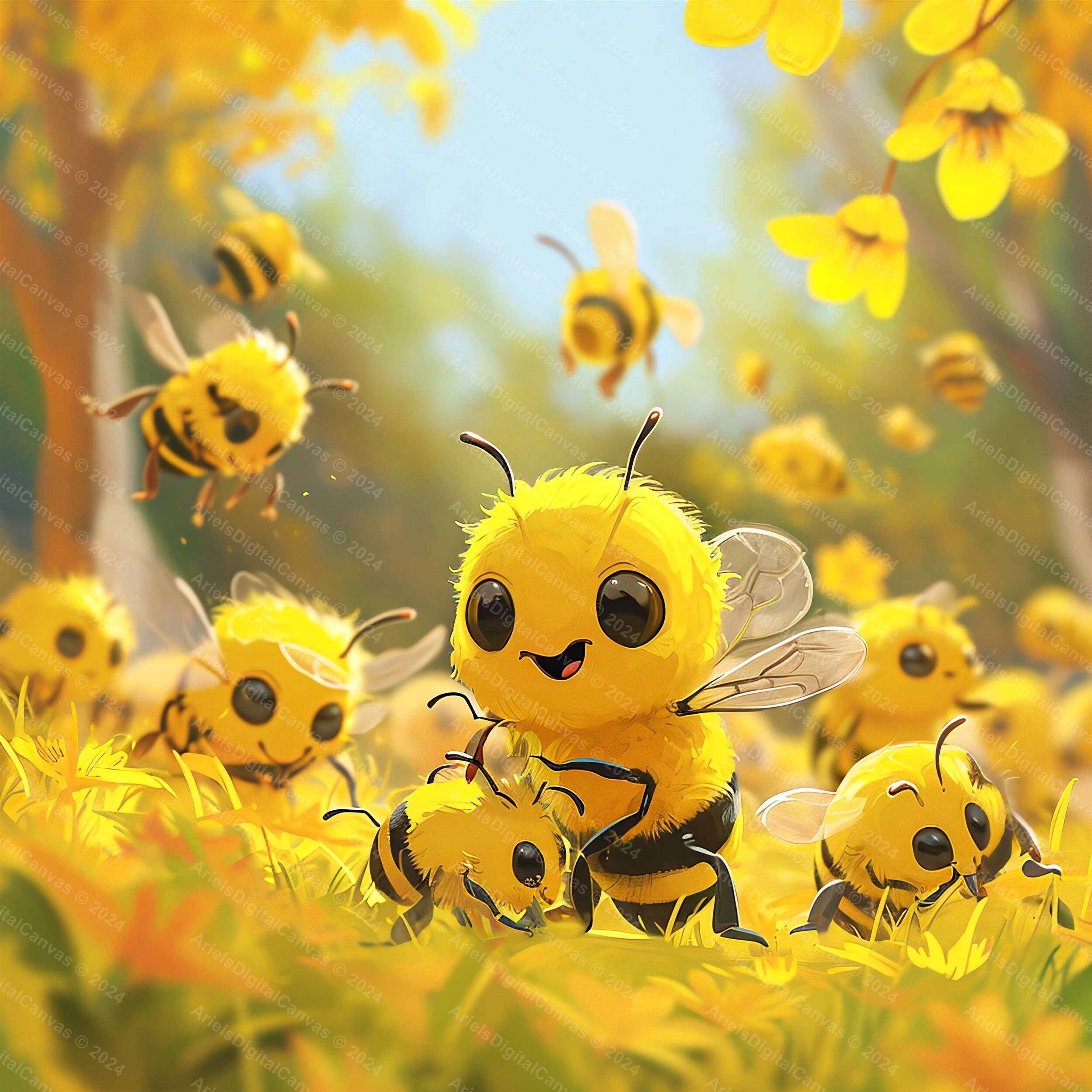 Adorable Bee Digital Paper High-quality Cute Bee Design for ...