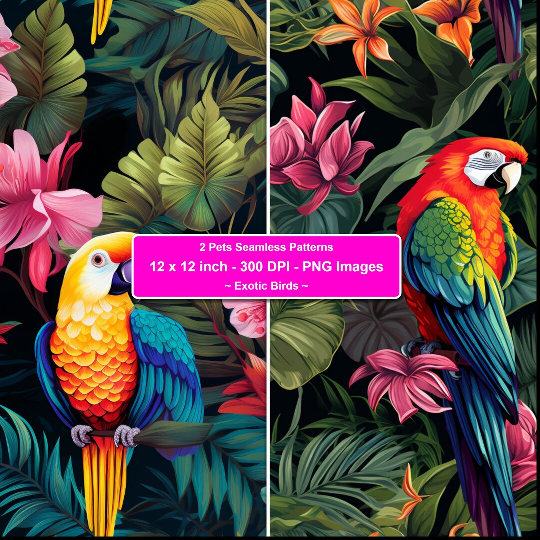 Bird Seamless Pattern Parrot Seamless Pattern Exotic Bird Pattern ...