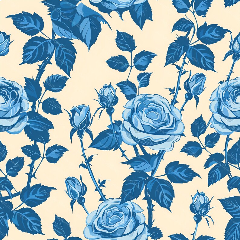 Elegant Blue Rose Pattern Design High Resolution Seamless Wallpaper ...