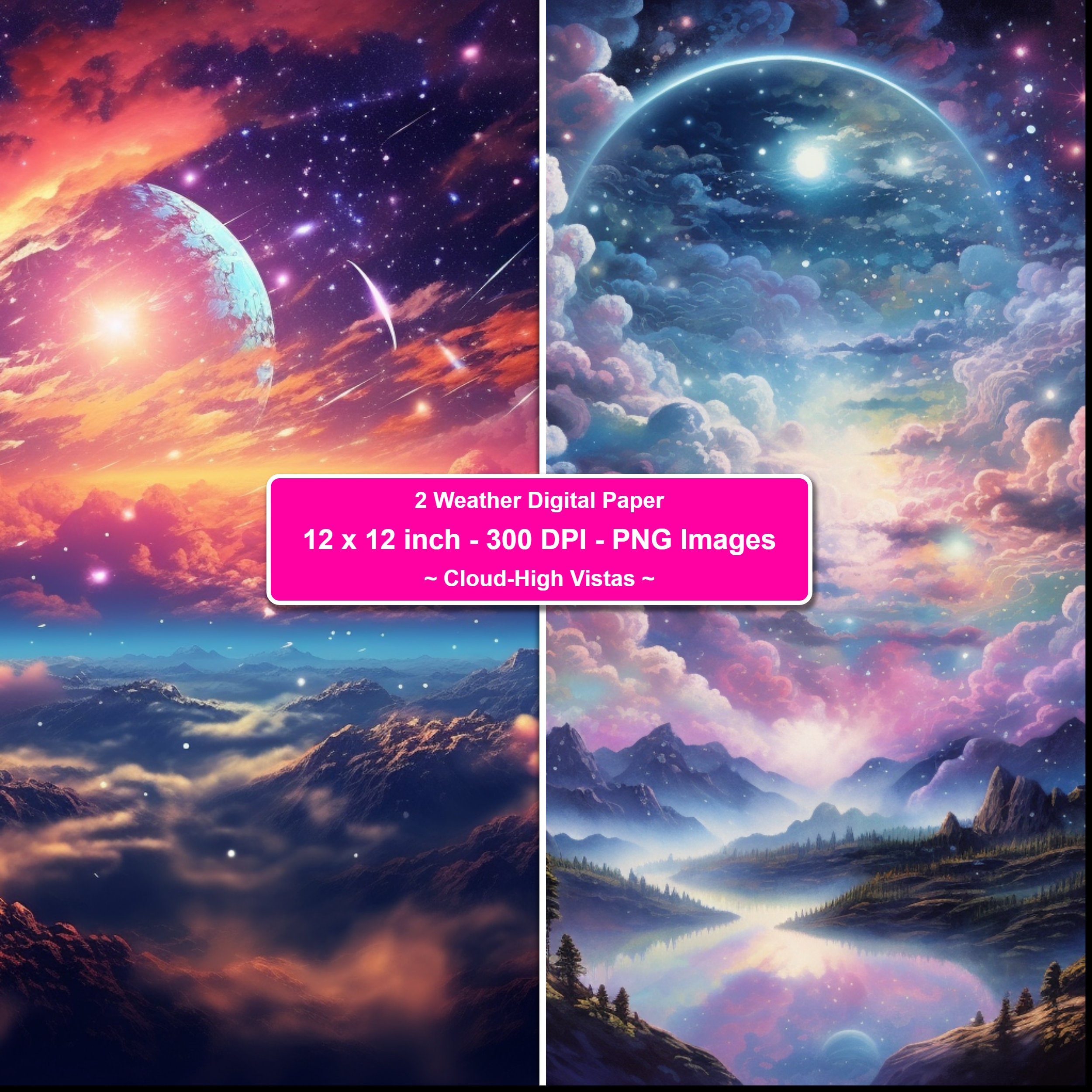Digital Sale Ethereal Sky Scapes Digital Paper Dreamy Celestial Designs ...