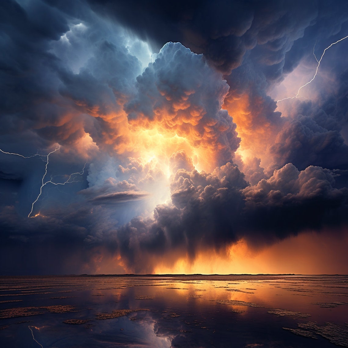 Captivating Weather Digital Paper Artistic Stormy Skies Printable ...