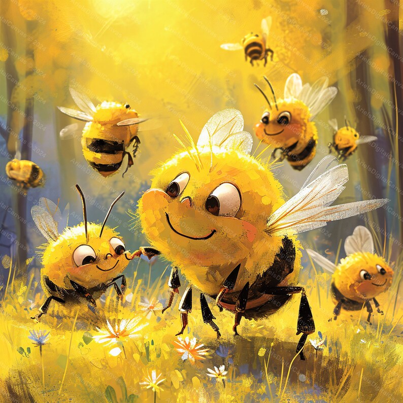 Adorable Bee Digital Paper High-quality Cute Bee Design for ...