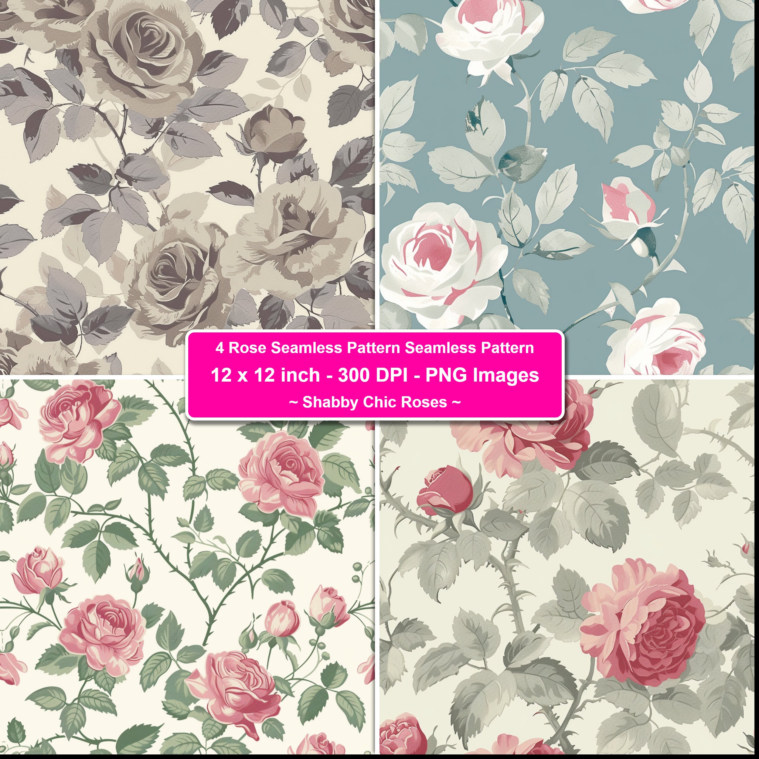 Elegant Shabby Chic Rose Pattern for Stylish Decor Wallpaper Card ...