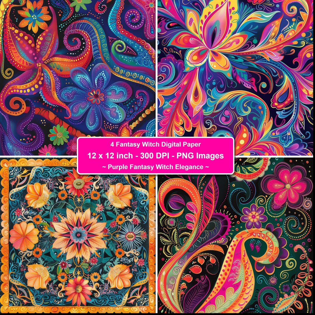 Bright Digital Paper Scrapbooking Digital Paper Pack Vibrant Patterns ...