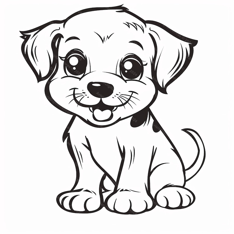 Printable Cute Puppy Coloring Page for Kids - Etsy