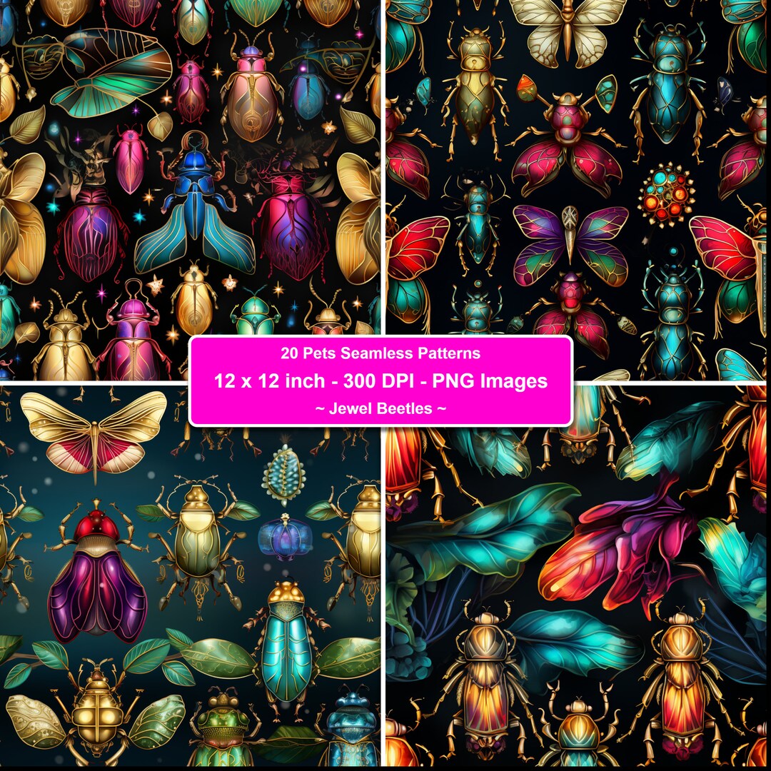 Jewel Beetle Wallpaper Vibrant High Resolution Nature Seamless Pattern ...