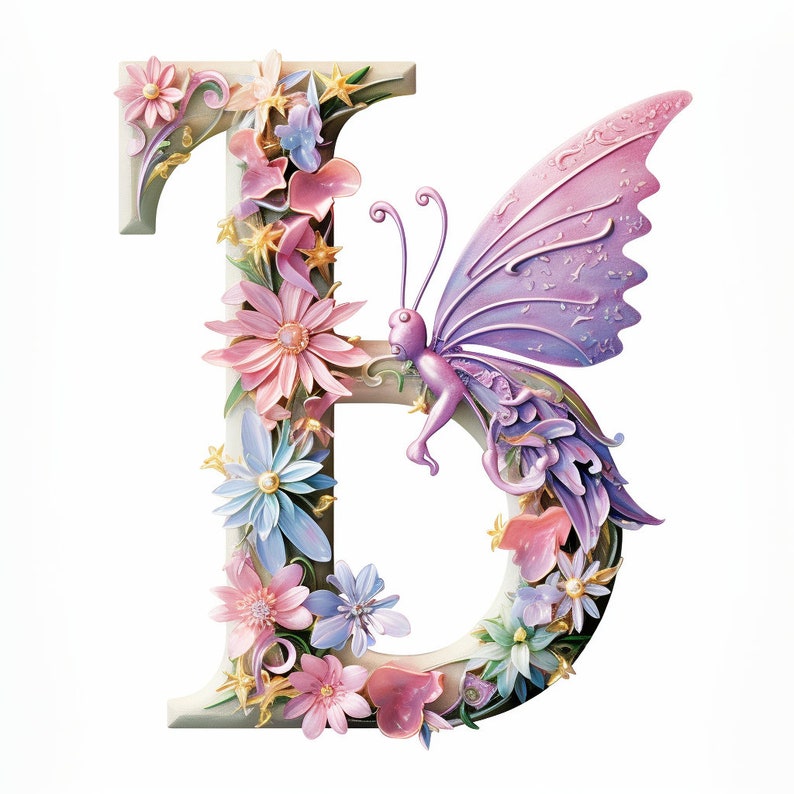 Enchanting Alphabet Letters Digital Paper Whimsical Fairy Tale Design ...