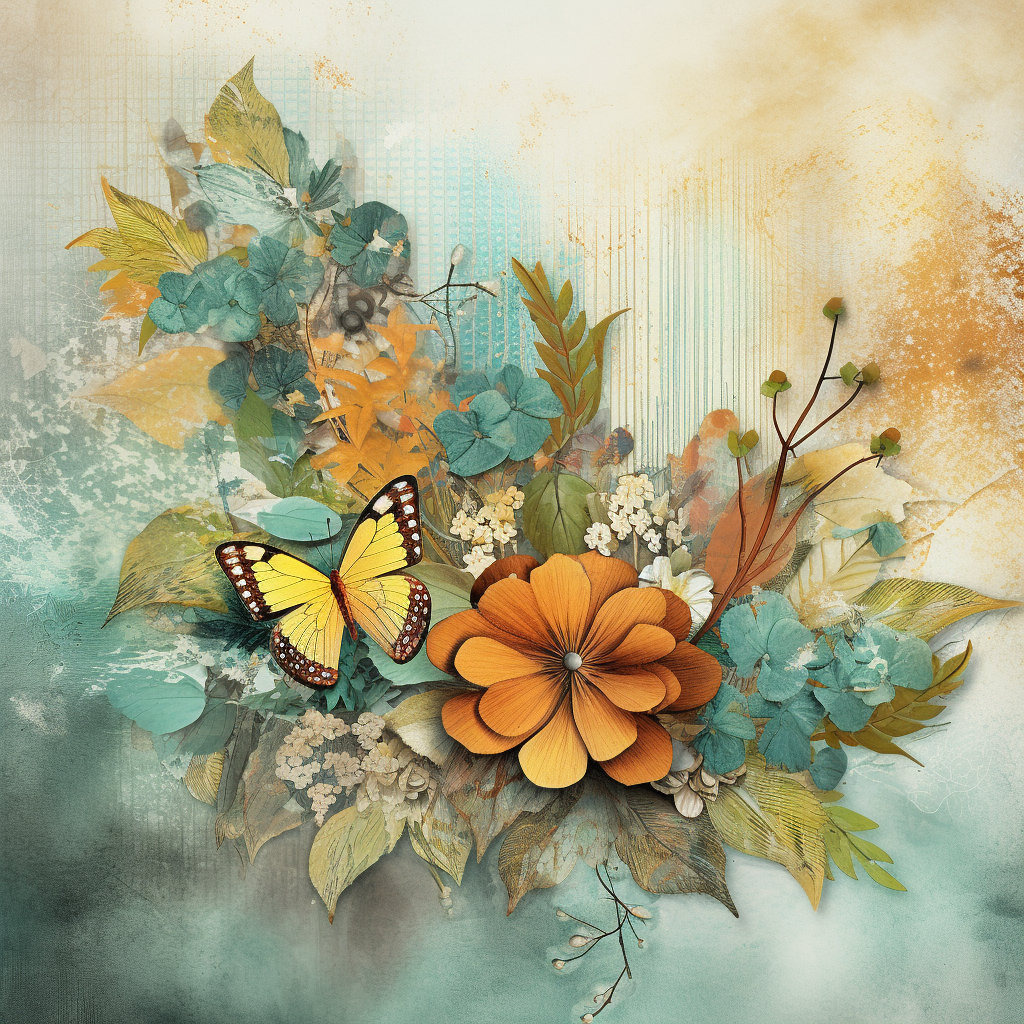 Botanical Garden Digital Paper Pack Vibrant Scrapbook Paper Style ...