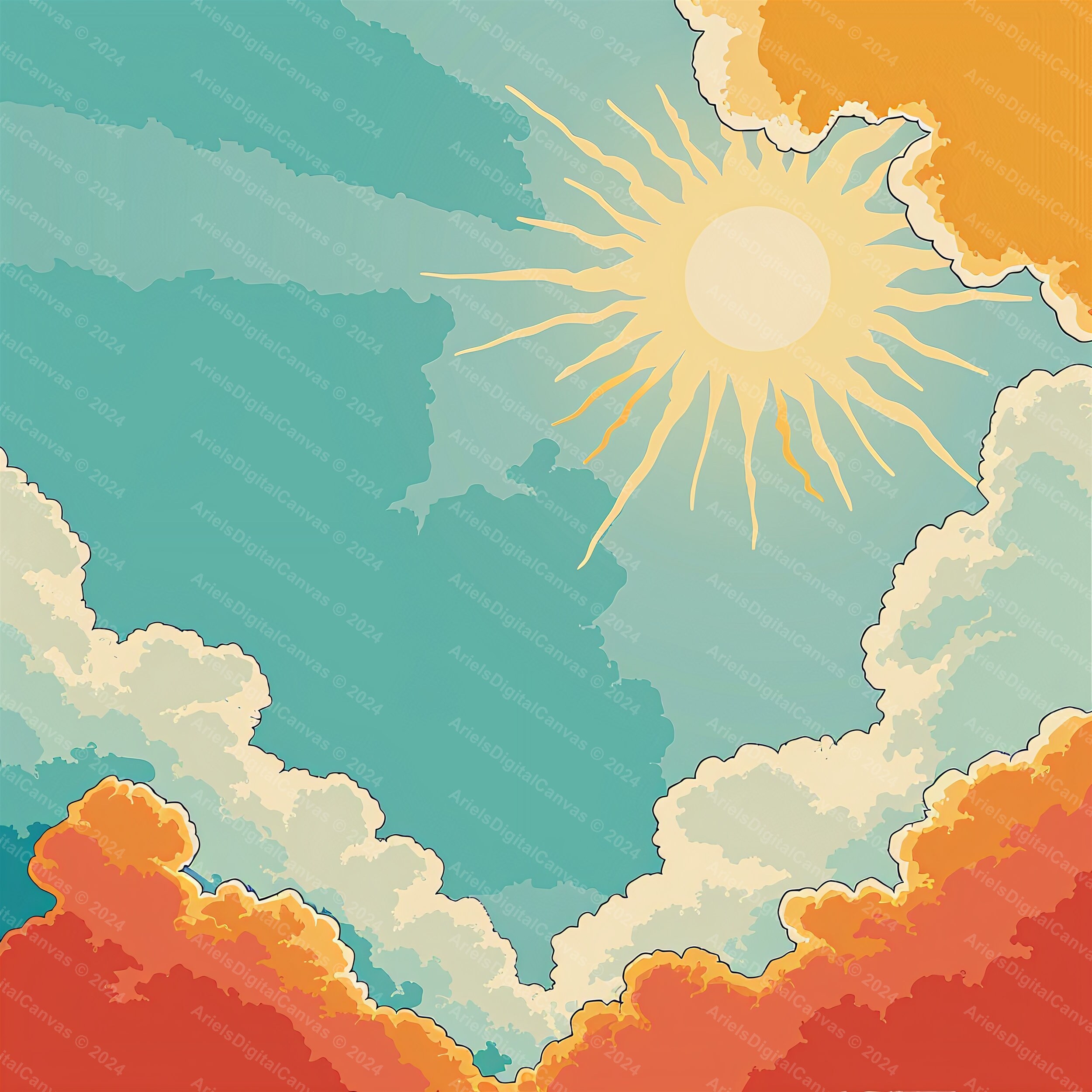 Sunny Day Digital Paper, Bright Sky Theme, Vibrant Weather Digital ...