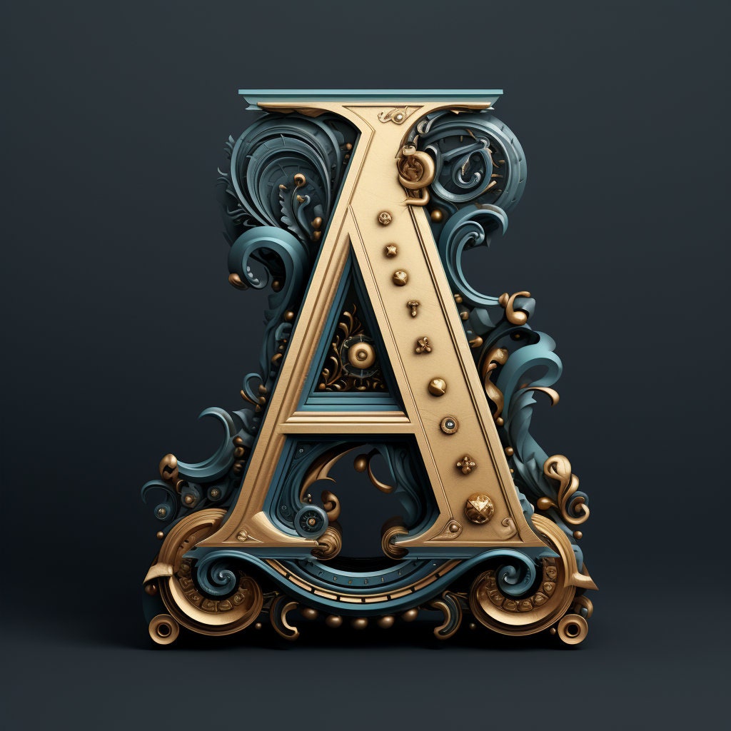 Alphabet Letter A Digital Paper Sophisticated Design Capital A Monogram ...