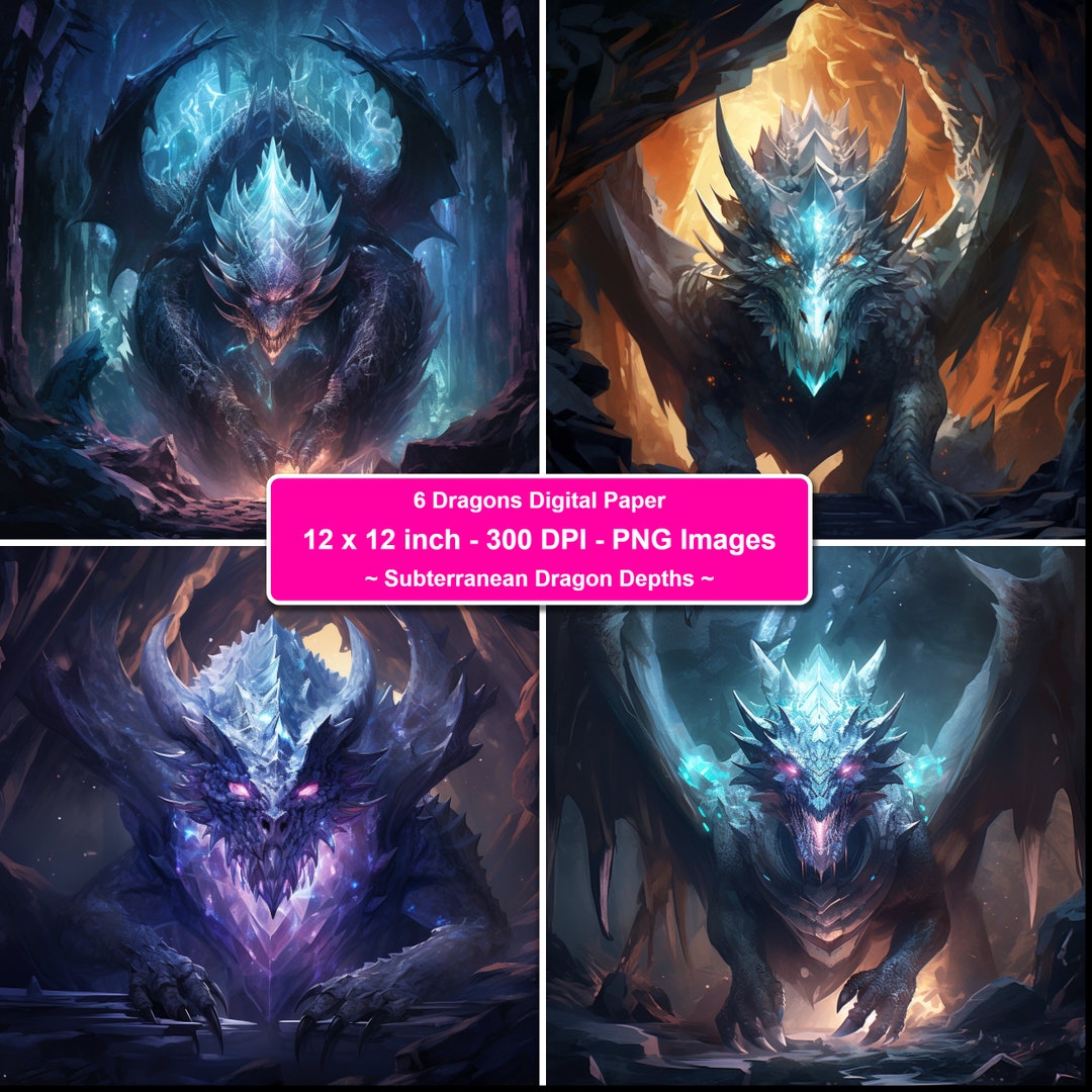 Mystic Subterranean Dragon Depths Digital Design Enchanting Cave ...