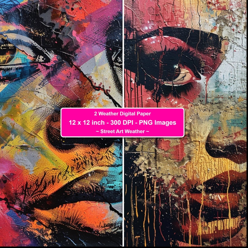 Dynamic Street Art Weather Design Bold Digital Paper Scrapbooking Card ...