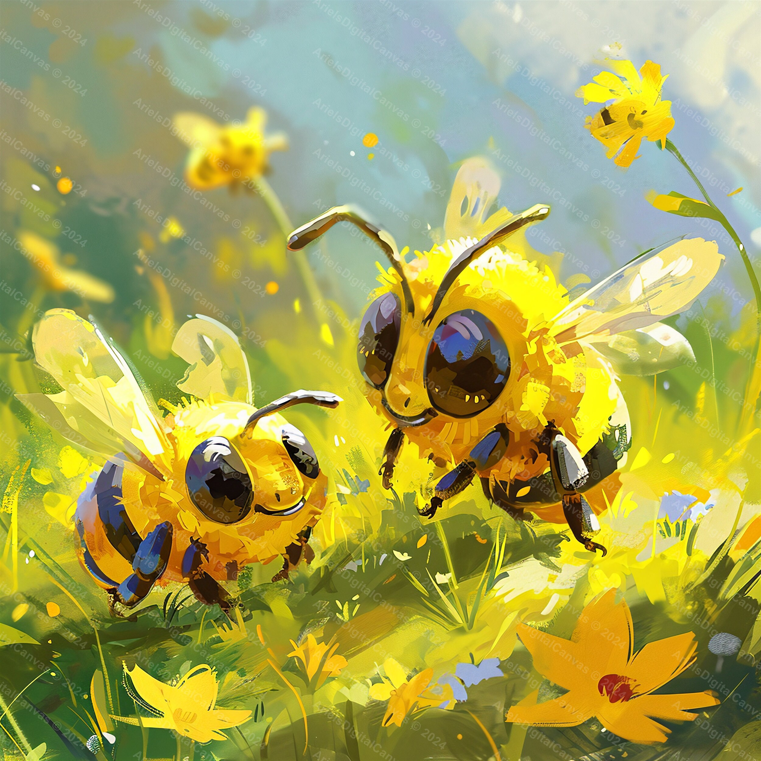 Adorable Bee Digital Paper High-quality Cute Bee Design for ...