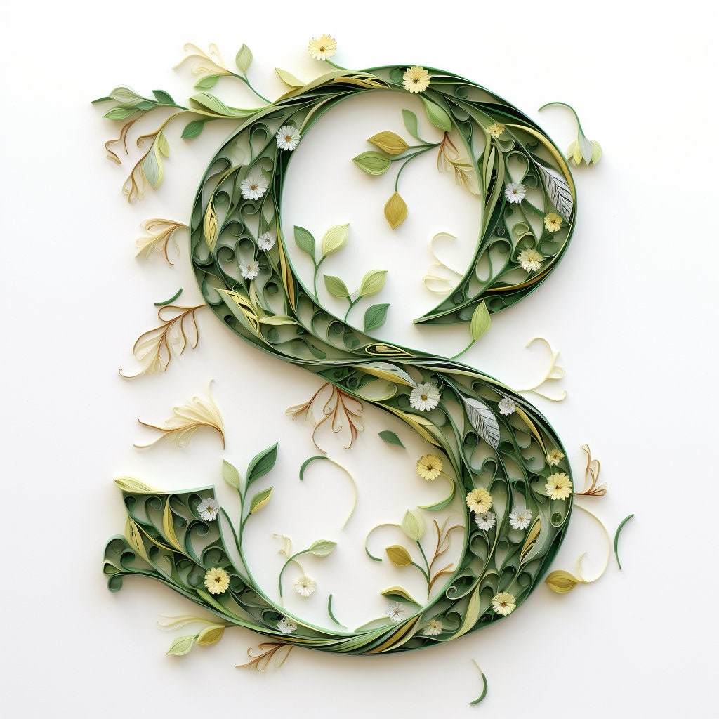 Alphabet Letters Digital Paper Vibrant Whispering Willows Design High ...