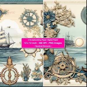 Instant Download Victorian Nautical Scrapbook Design Digital Paper Pack ...