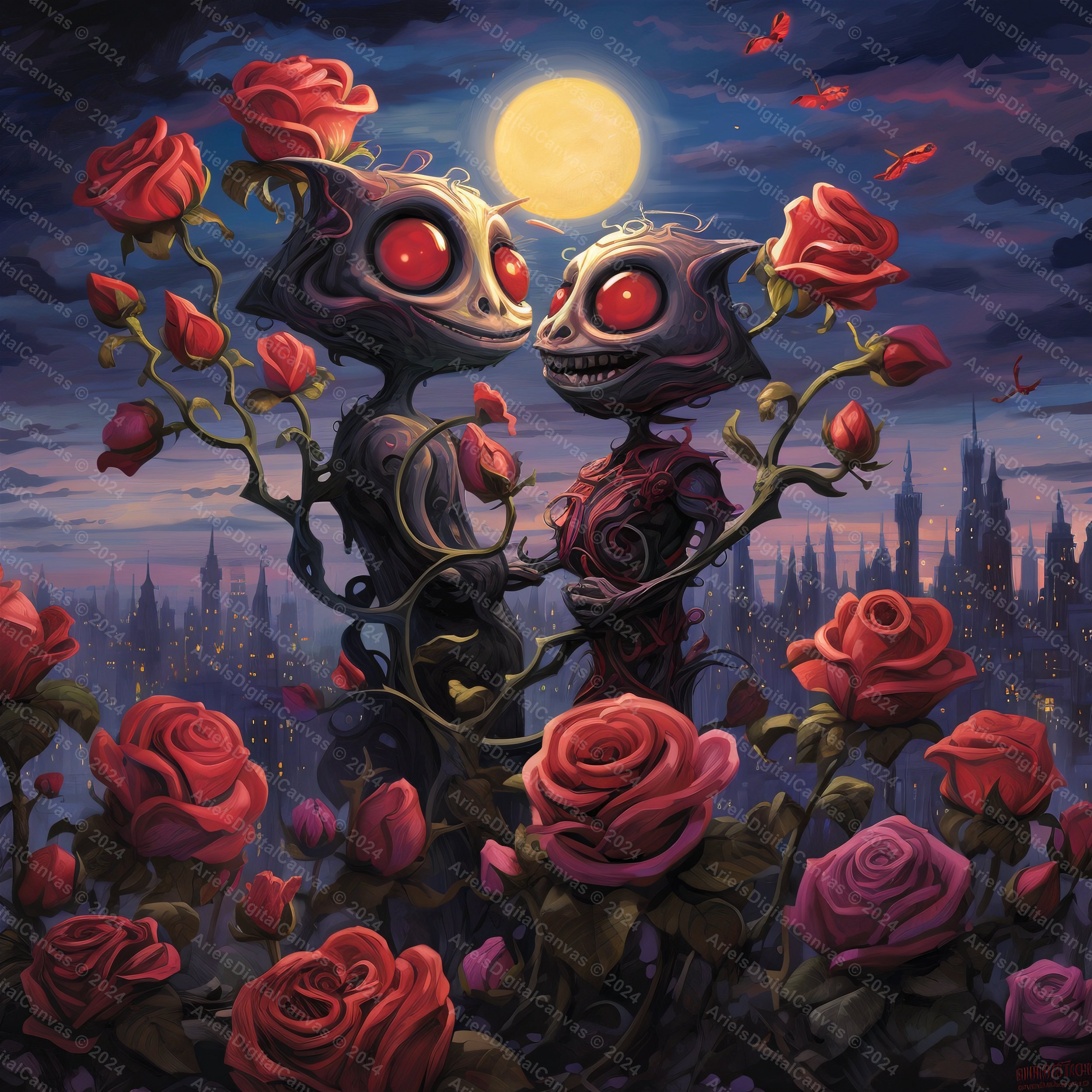 Romantic Goblin Roses Digital Paper Valentine's Day Love Themed ...