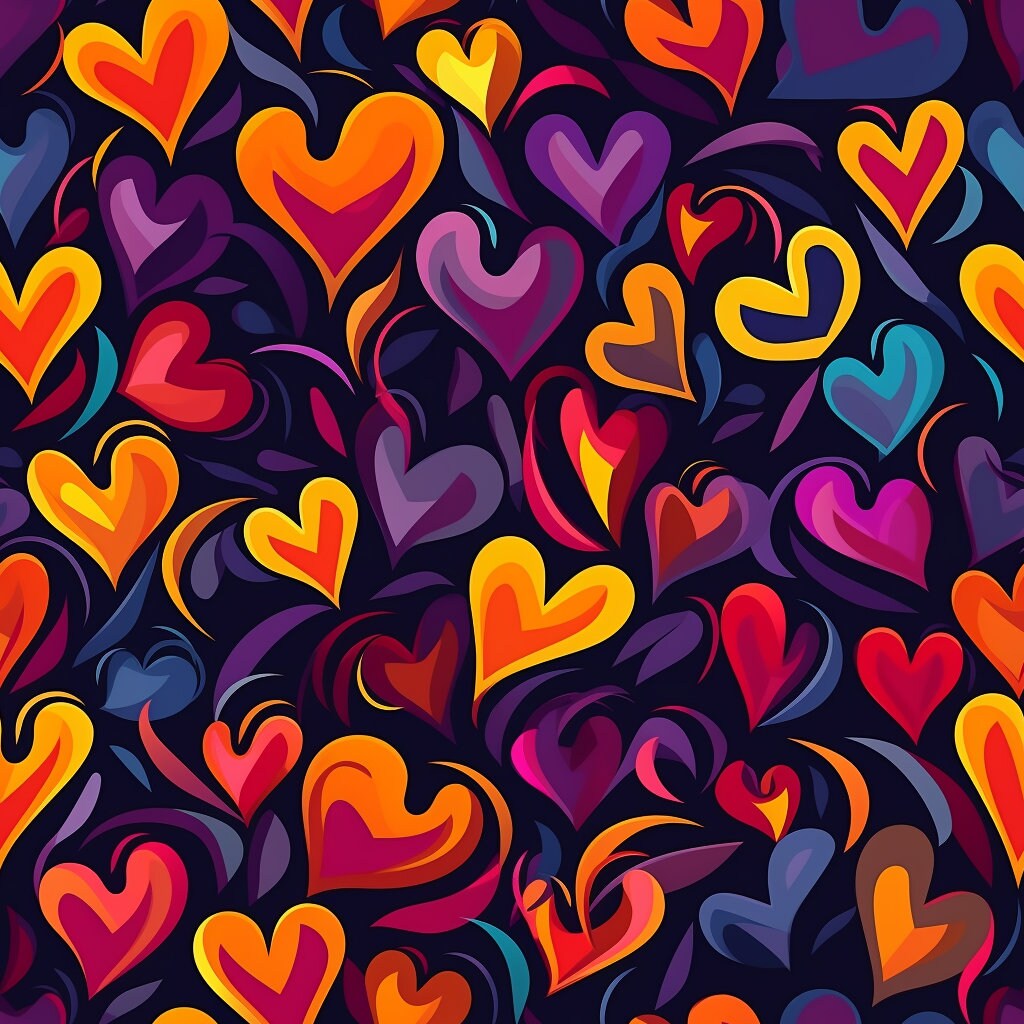 Seamless Love Pattern Digital Art Romantic Heart Design - Etsy
