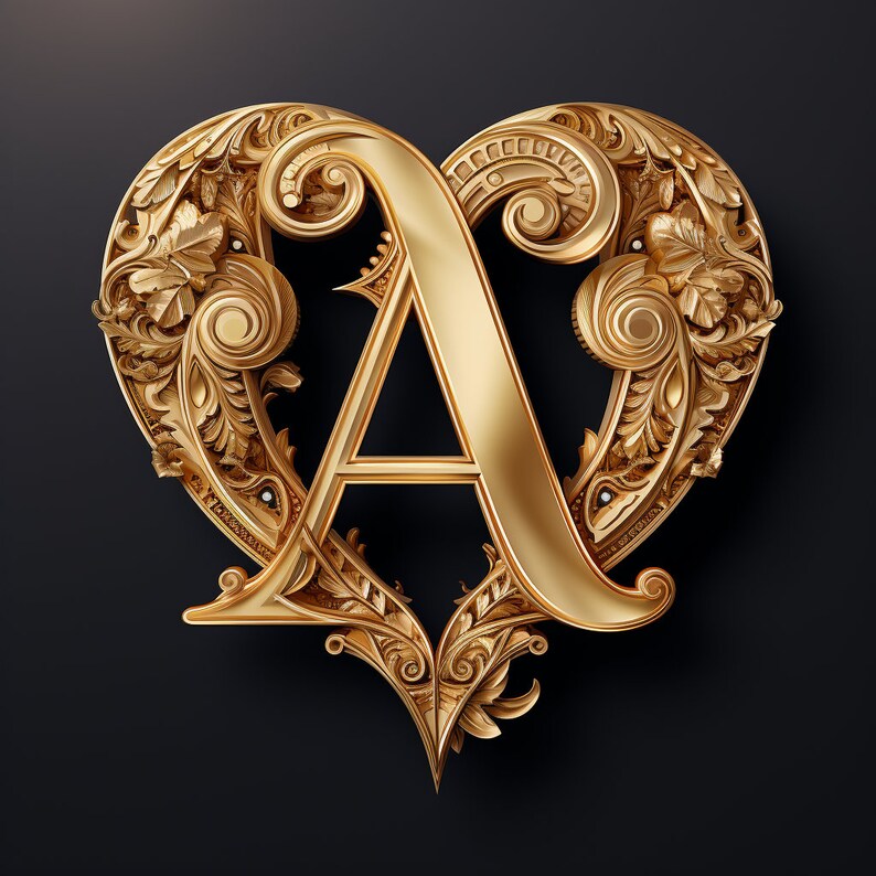 Alphabet Letter A Design With Romantic Hearts Digital Paper Perfect for ...