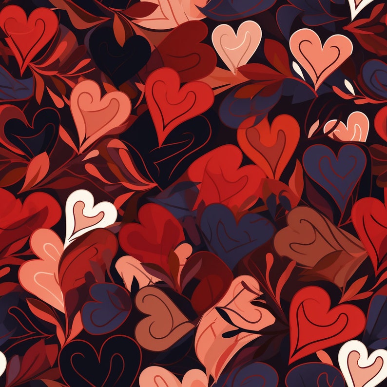 Seamless Love Pattern Digital Art Romantic Heart Design - Etsy