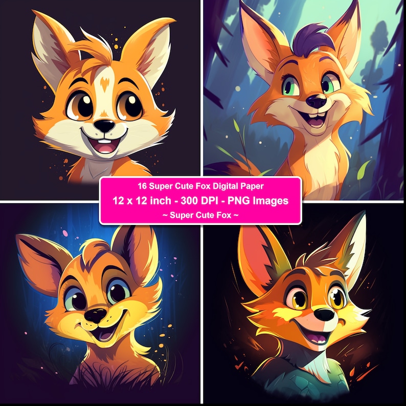 Charming Cartoon Fox Digital Paper Playful Foxes Background for ...
