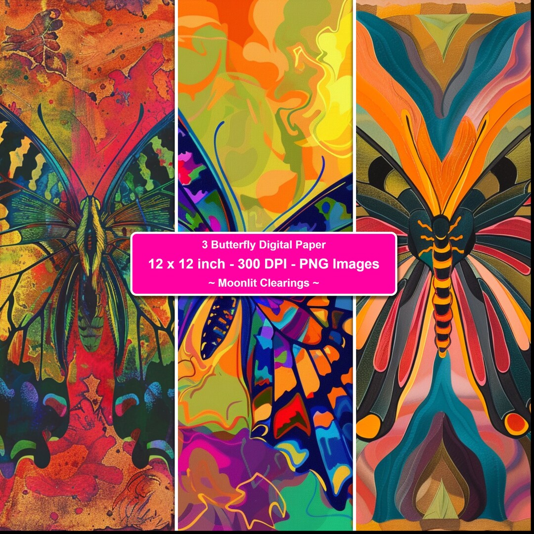 Enchanting Butterfly Digital Design Vibrant Nature-inspired Paper ...