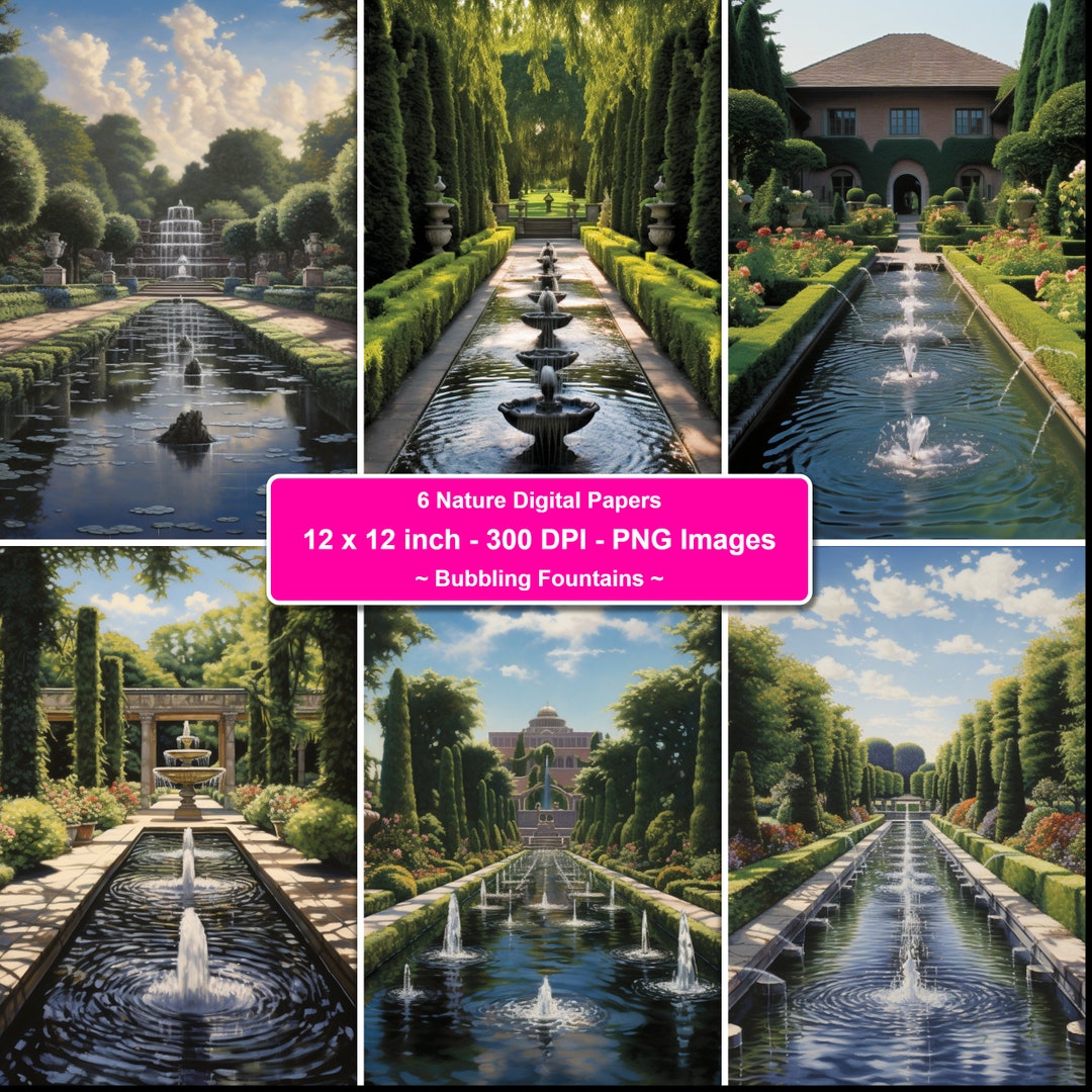 Nature Inspired Digital Paper Bubbling Fountains Design Perfect for ...