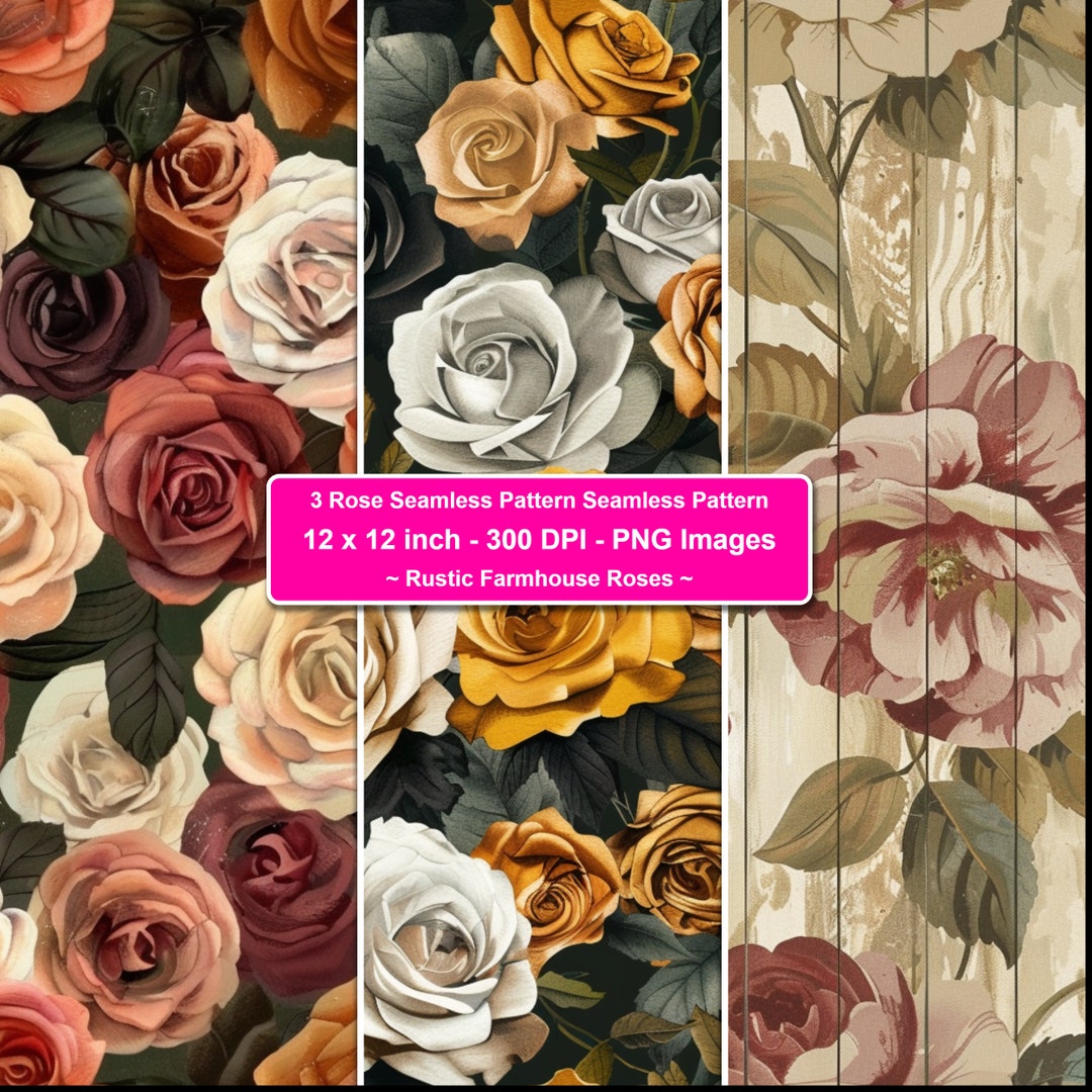 Rustic Farmhouse Rose Pattern for Cozy Home Decor Wallpaper Design ...